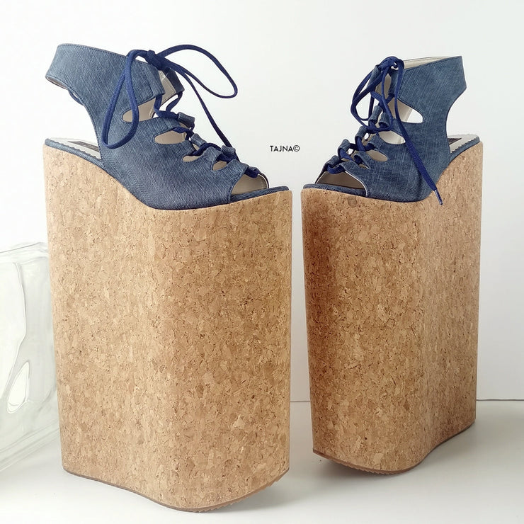 Jean 30 cm High Heel Gladiator Wedges | Tajna Club