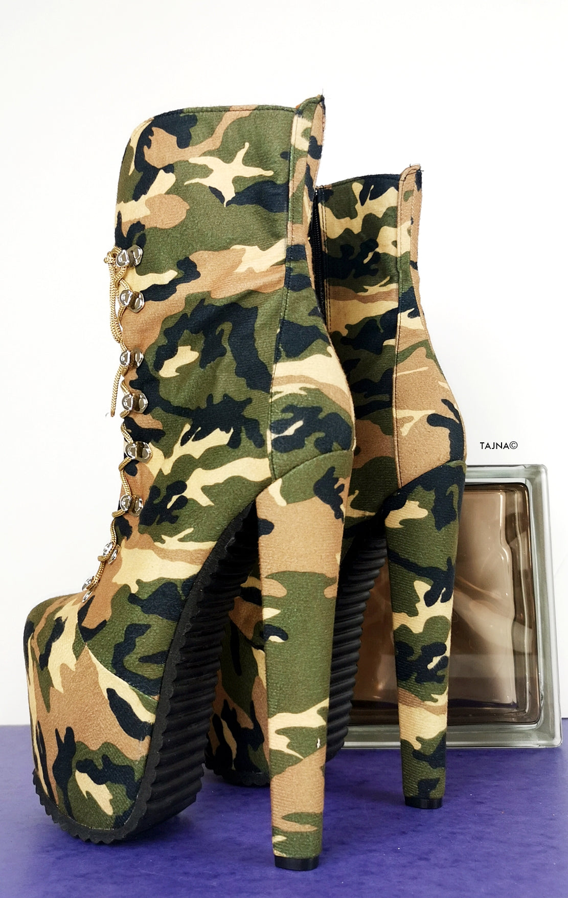 Camouflage Lace up Military Styler Boots | Tajna Club