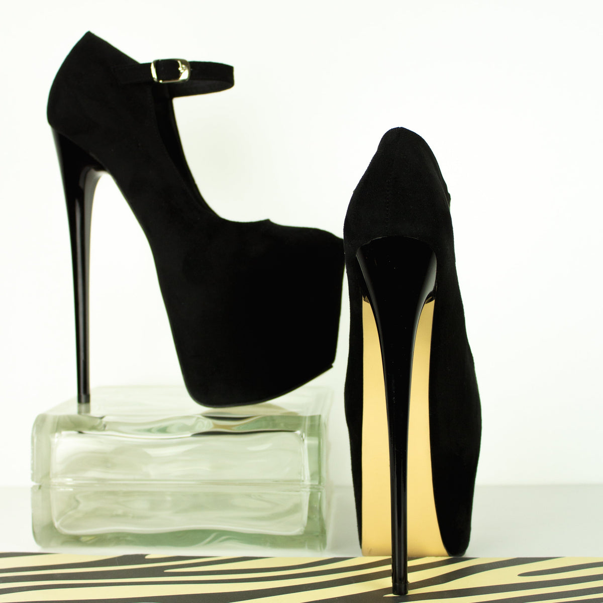 Black Suede Mary jane Suede High Heels | Tajna Club