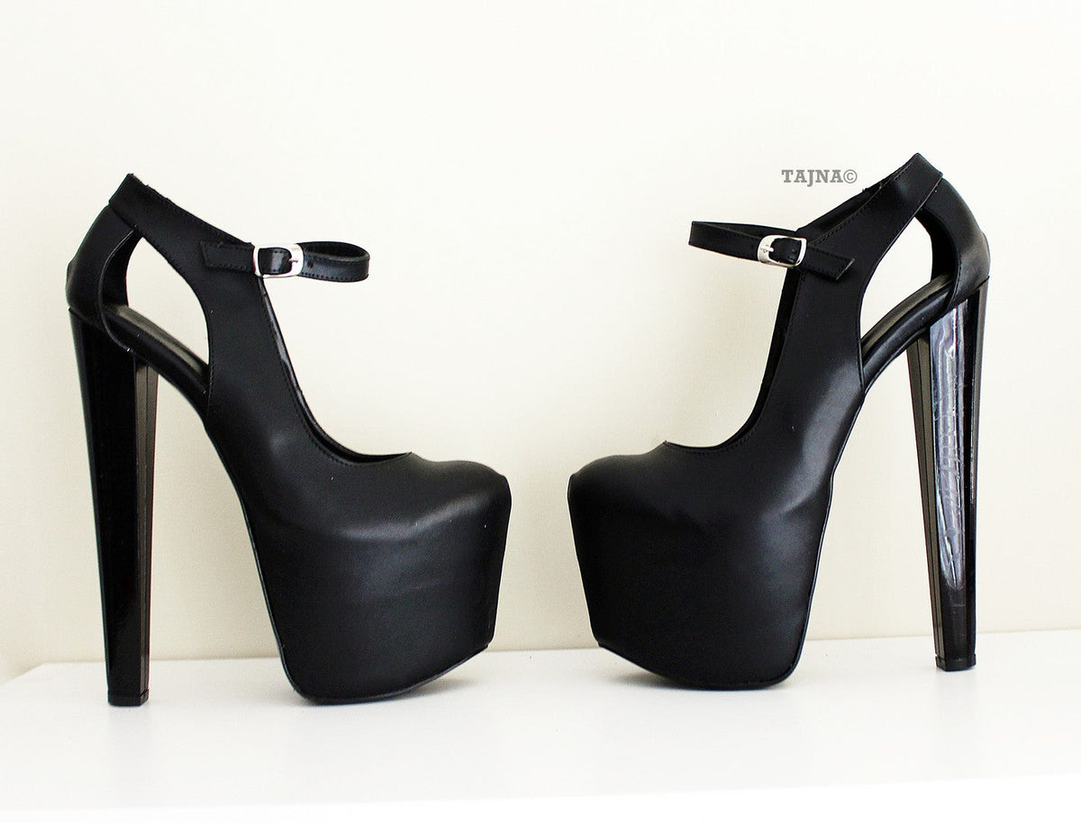 Slit Designer Black Platform 19 cm Heels | Tajna Club