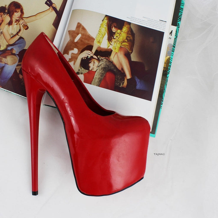 Red Patent Platform High Heels | Tajna Club