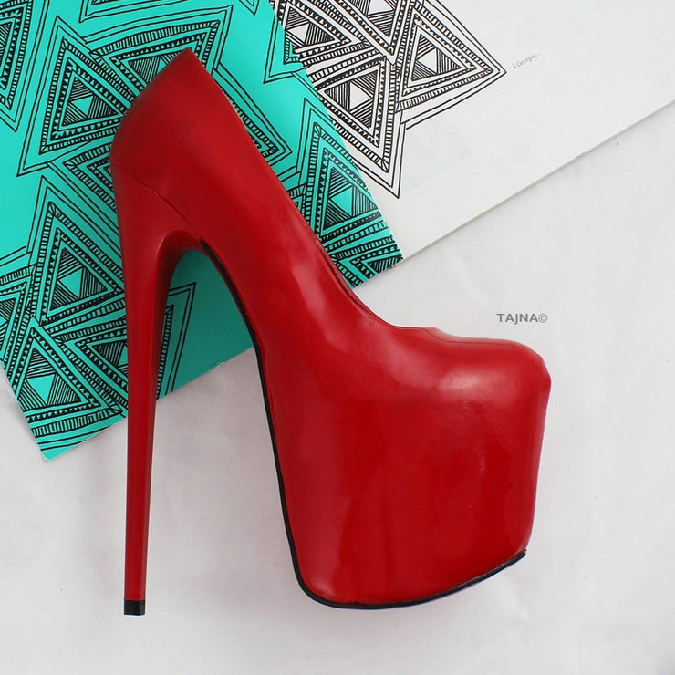 Red Patent Platform High Heels | Tajna Club